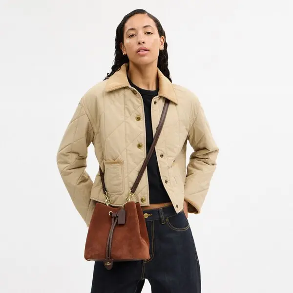 COACH® Rowan Bucket Bag - Suede/im/vintage Brown