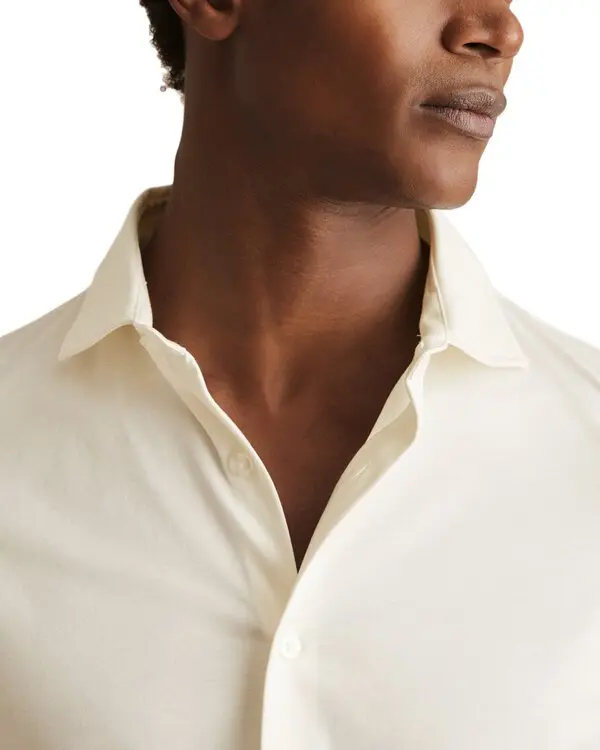 REISS Duke Airwater Finish Cotton Jersey Shirt - Ecru