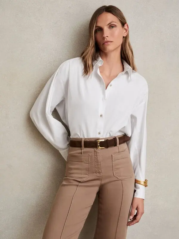 REISS Callie Cotton Oxford Shirt - White