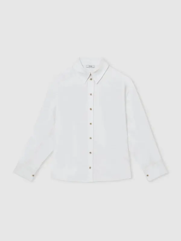 REISS Callie Cotton Oxford Shirt - White