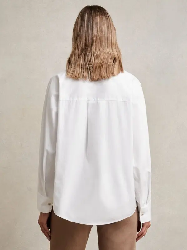 REISS Callie Cotton Oxford Shirt - White