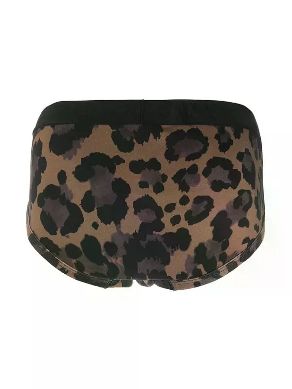 TOM FORD Leopard Cotton Briefs - Brown