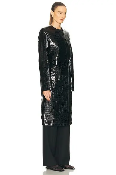 TOTEME Croco Embossed Leather Coat