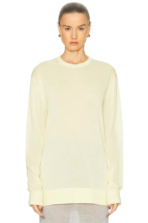 TOTEME Long Sleeve Knit Sweater - Straw