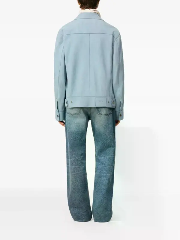 Ami Leather Trucker Jacket - Blue