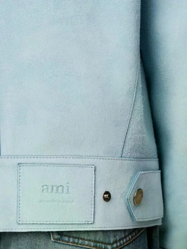 Ami Leather Trucker Jacket - Blue