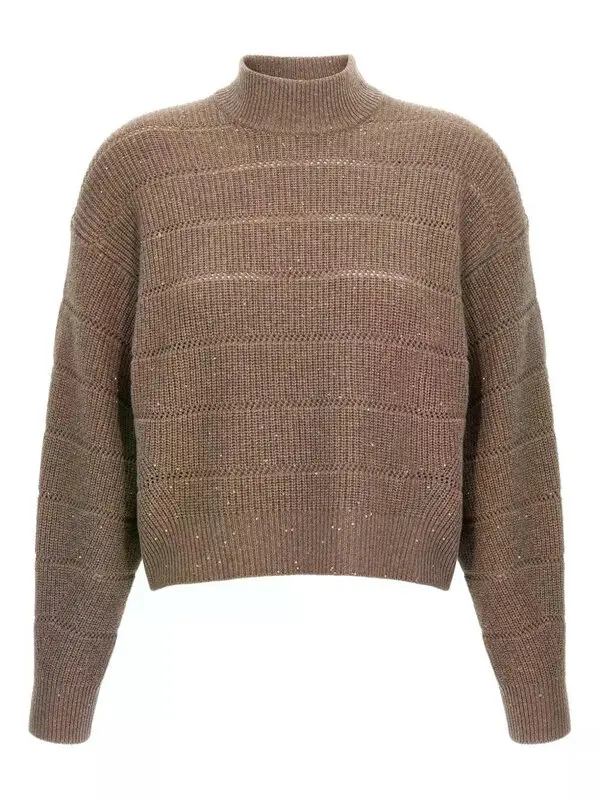 Brunello Cucinelli Sequin-embellished Sweater - Brown