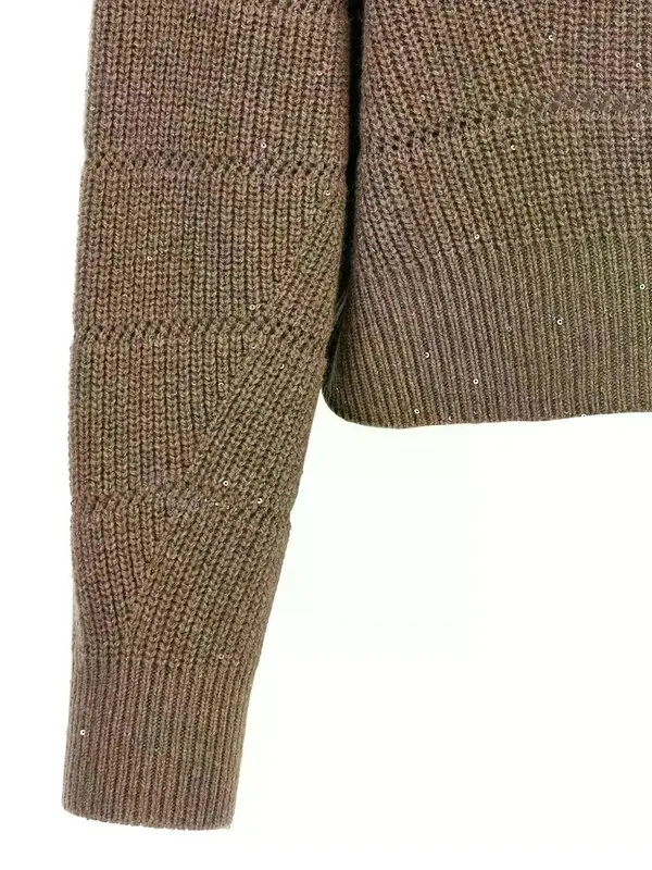 Brunello Cucinelli Sequin-embellished Sweater - Brown