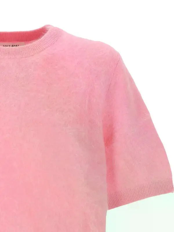 Soft Goat Brushed Short-sleeve Top - Pink