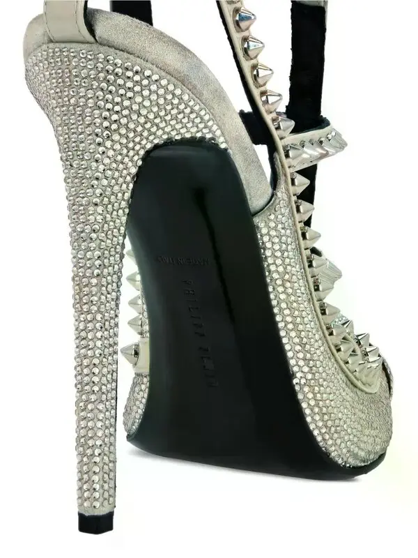 Philipp Plein 120mm Spike-embellished Heeled Sandals - Neutrals