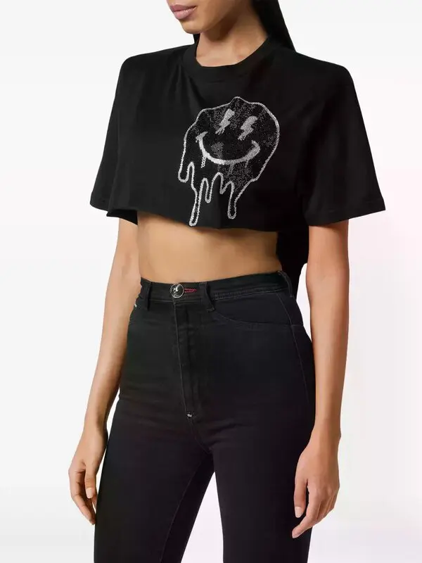 Philipp Plein Smiley-face Cropped T-shirt