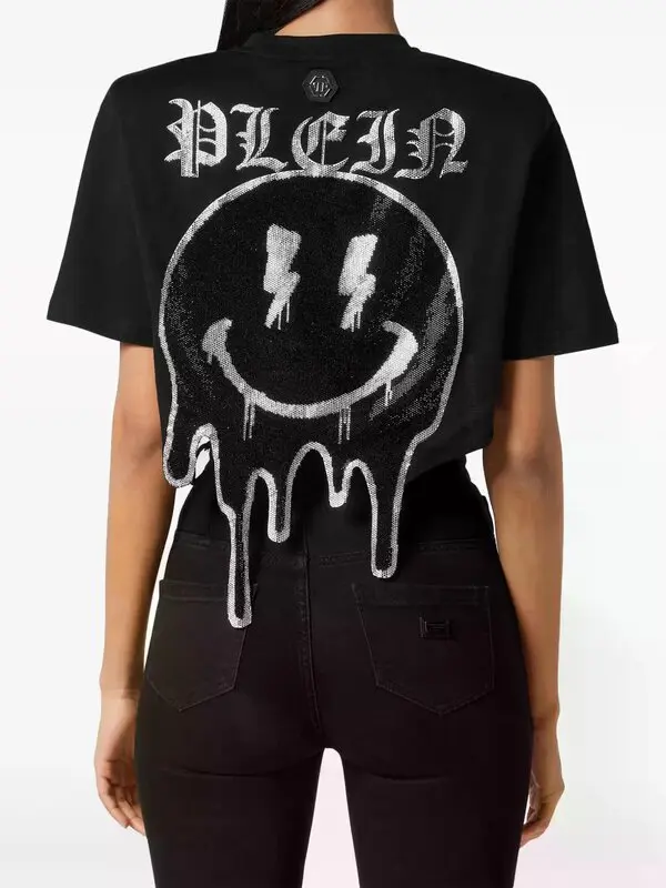 Philipp Plein Smiley-face Cropped T-shirt