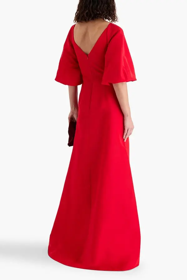 Carolina Herrera Wrap-effect Silk-faille Gown - Red