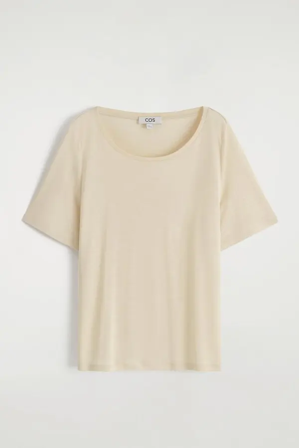 Cos Relaxed Scoop-neck T-shirt - Light Beige