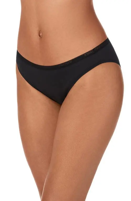 Dkny Stretch Cotton Blend Low-rise Bikini - Black