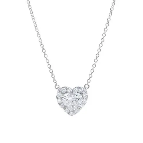 LUVMYJEWELRY 14k Gold 1.25 Ct Lab Grown Diamond Heart Pendant Necklace - 14k White Gold