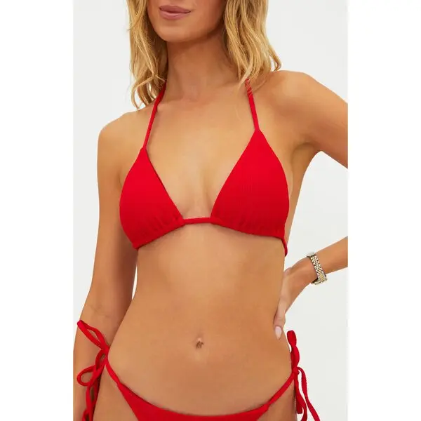 Beach Riot Winona String Bikini Top - Red