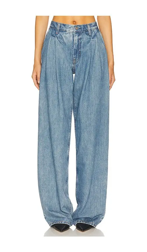 Helmut Lang Double Pleated Wide Leg Jeans