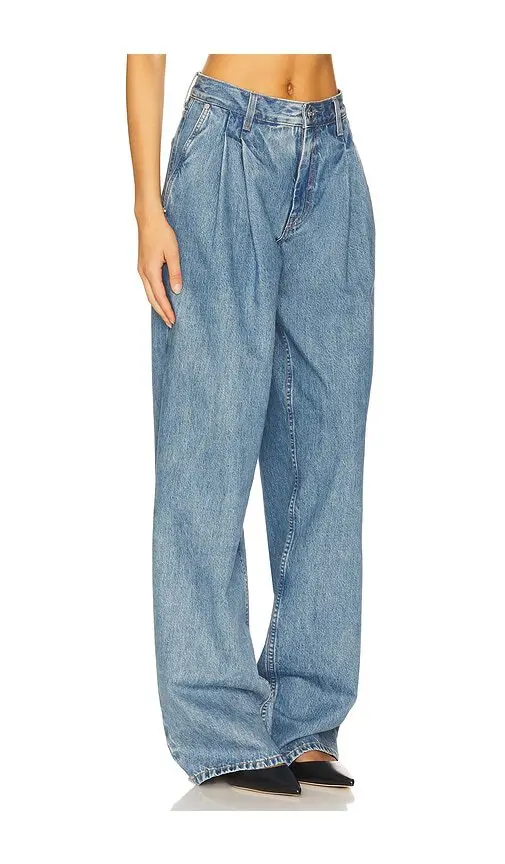 Helmut Lang Double Pleated Wide Leg Jeans