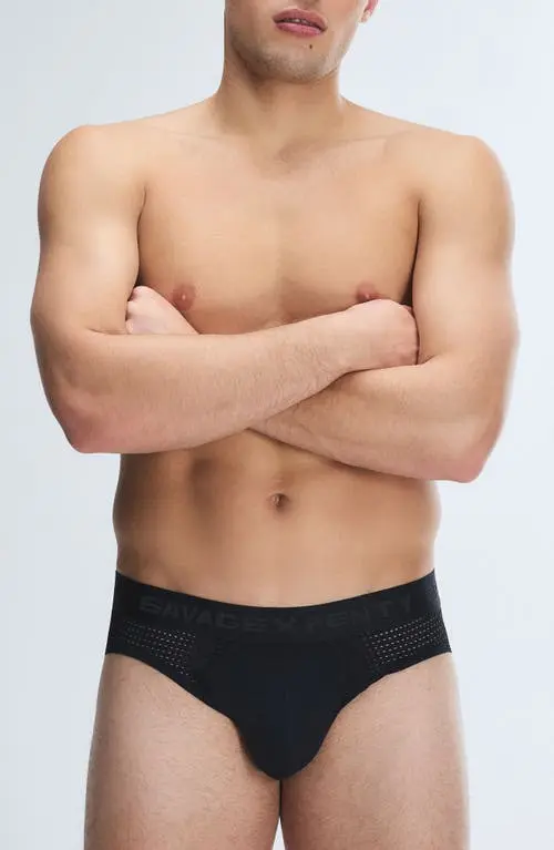 SAVAGE X FENTY Shadow Fit Mesh Briefs - Black Caviar