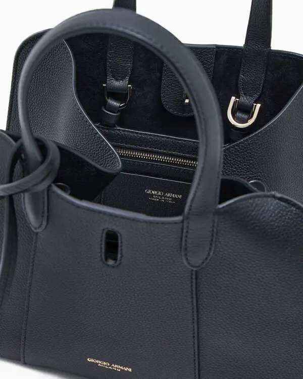 Giorgio Armani Small Pebbled Leather Tote Bag