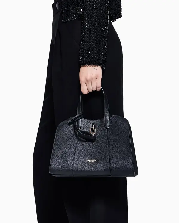 Giorgio Armani Small Pebbled Leather Tote Bag