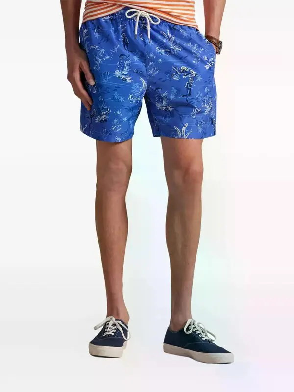 Polo Ralph Lauren Graphic-print Swim Shorts - Blue