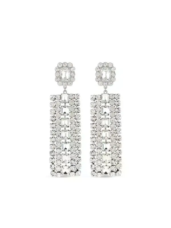 SELF-PORTRAIT Crystal Drop Earrings - Silver