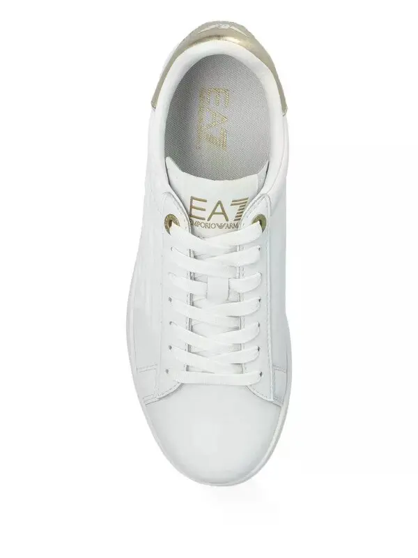 EA7 Logo-embossed Leather Sneakers - White