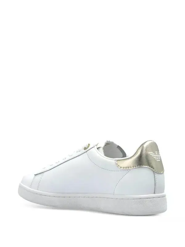 EA7 Logo-embossed Leather Sneakers - White