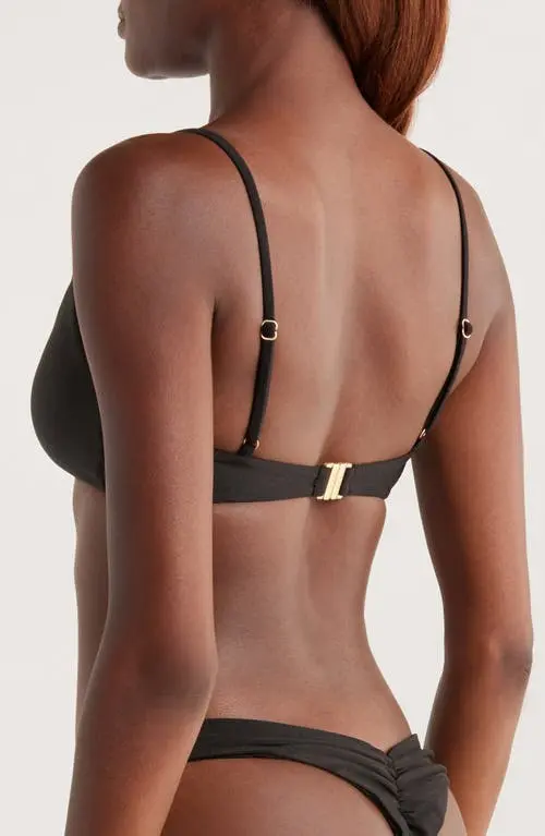 KULANI KINIS Gathered Crop Bikini Top - Twilight Black