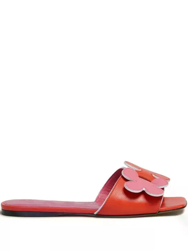 Marni Floral-applique Slide Sandals - Orange