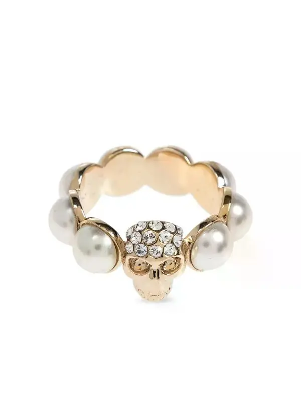 Alexander McQueen Skull-motif Pearl Ring - Gold