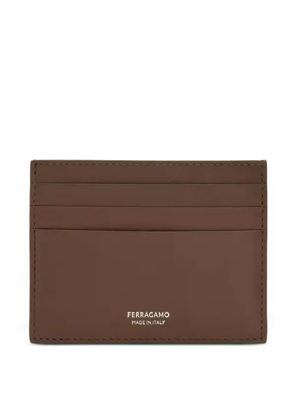 FERRAGAMO Leather Card Holder - Brown