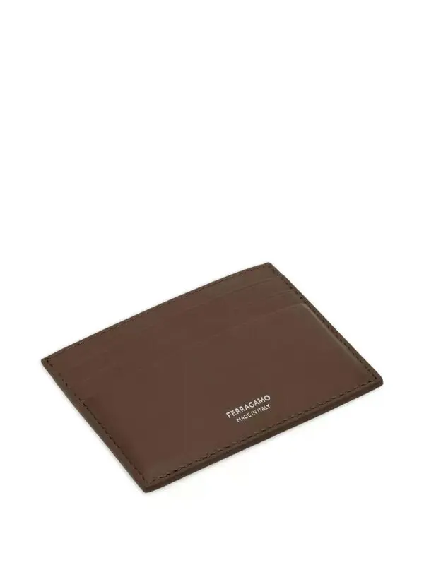 FERRAGAMO Leather Card Holder - Brown