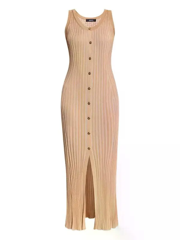 Versace Ribbed Midi Dress - Neutrals