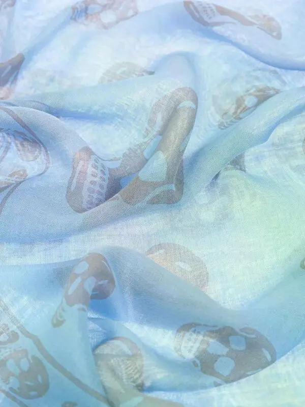 Alexander McQueen Skull-print Fringed Scarf - Blue