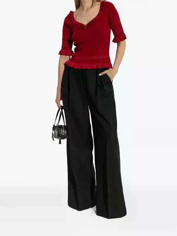 Versace Frill-trimmed Ribbed Top