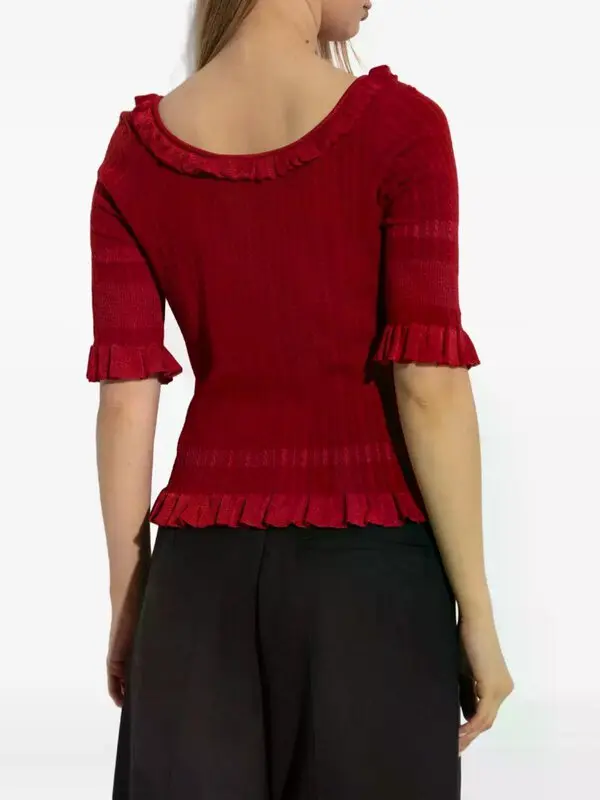 Versace Frill-trimmed Ribbed Top