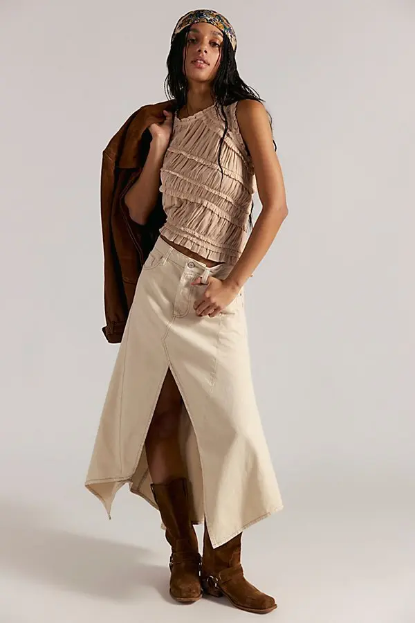 Free People We The Free Aquarius Maxi Skirt - Ecru