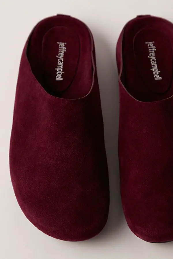 Jeffrey Campbell At The Door Suede Mules - Dark Wine Suede