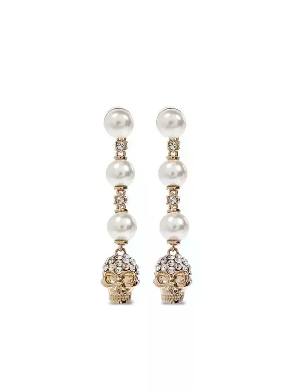 Alexander McQueen Crystal-embellished Skull Charm Earrings - Gold