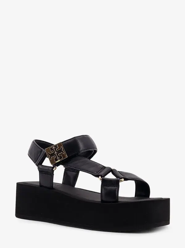 Tory Burch Mellow Leather Wedge Sandals - Black