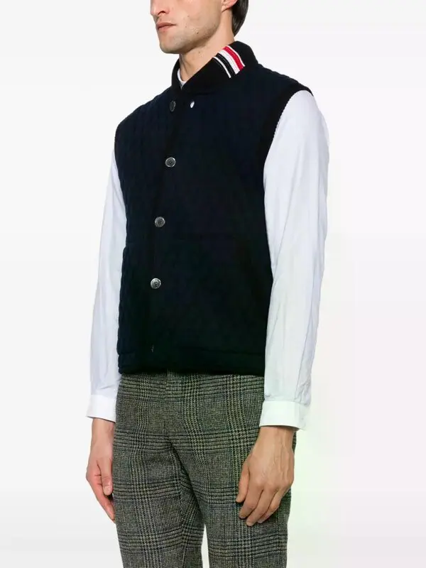 Thom Browne Rwb Stripe-detail Quilted Vest