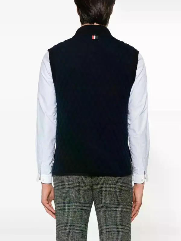 Thom Browne Rwb Stripe-detail Quilted Vest