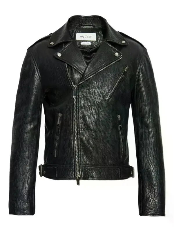 Alexander McQueen Textured Leather Biker Jacket