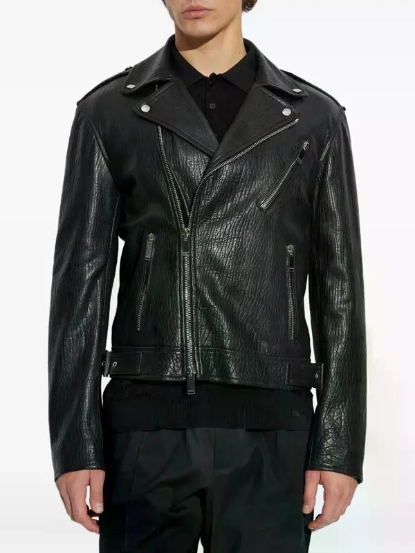 Alexander McQueen Textured Leather Biker Jacket
