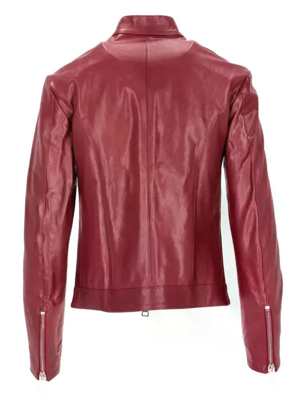 LA ROSE Zip-up Leather Jacket - Red