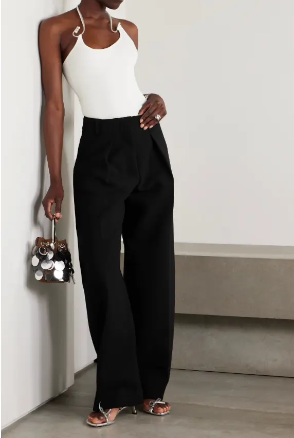 Jacquemus The Ovalo Pleated Crepe Pants - Black