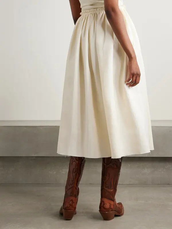 Gabriela Hearst Chiara Linen Midi Skirt - Neutrals
